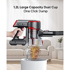 WLUPEL Cordless Vacuum Cleaner, 33kPa Stick Vacuum Cleaner, 400W Powerful Handheld Vacuum with LED Touch Display, 55mins Runtime for Pet Hair, Carpet and Hardwood Floor(Hero 8 Pro)