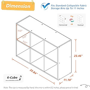 NELYE 6 Cube Organizer Bookcase - Fabric Storage Bins Container, Open Shelf Simple Compartments Bookshelf, White