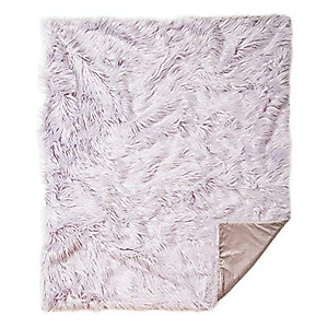 North End Decor Faux Fur Throw Blanket, Mongolian Long Hair Silver,