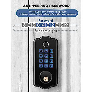 Front Door Lock Set, Keyless Entry Door Lock with Handle, APP Control Fingerprint Door Lock, 150 Codes Keyed Entry Smart Deadbolt, Auto Lock, Backlit