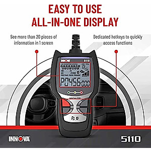 INNOVA 5110 - Newest 2022 OBD2 Scanner with ABS, Free Updates, Real Customer Service from Trusted USA Company, Smog Check & Check Engine Light Reset, Get Verified Repairs & Parts on iPhone or Android