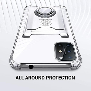 Shields Up for OnePlus 8T Case, 1+8T Case, Minimalist Wallet Case with Card Holder and Ring Kickstand/Stand, [Drop Protection] Slim Protective Cover for OnePlus 8T - Clear