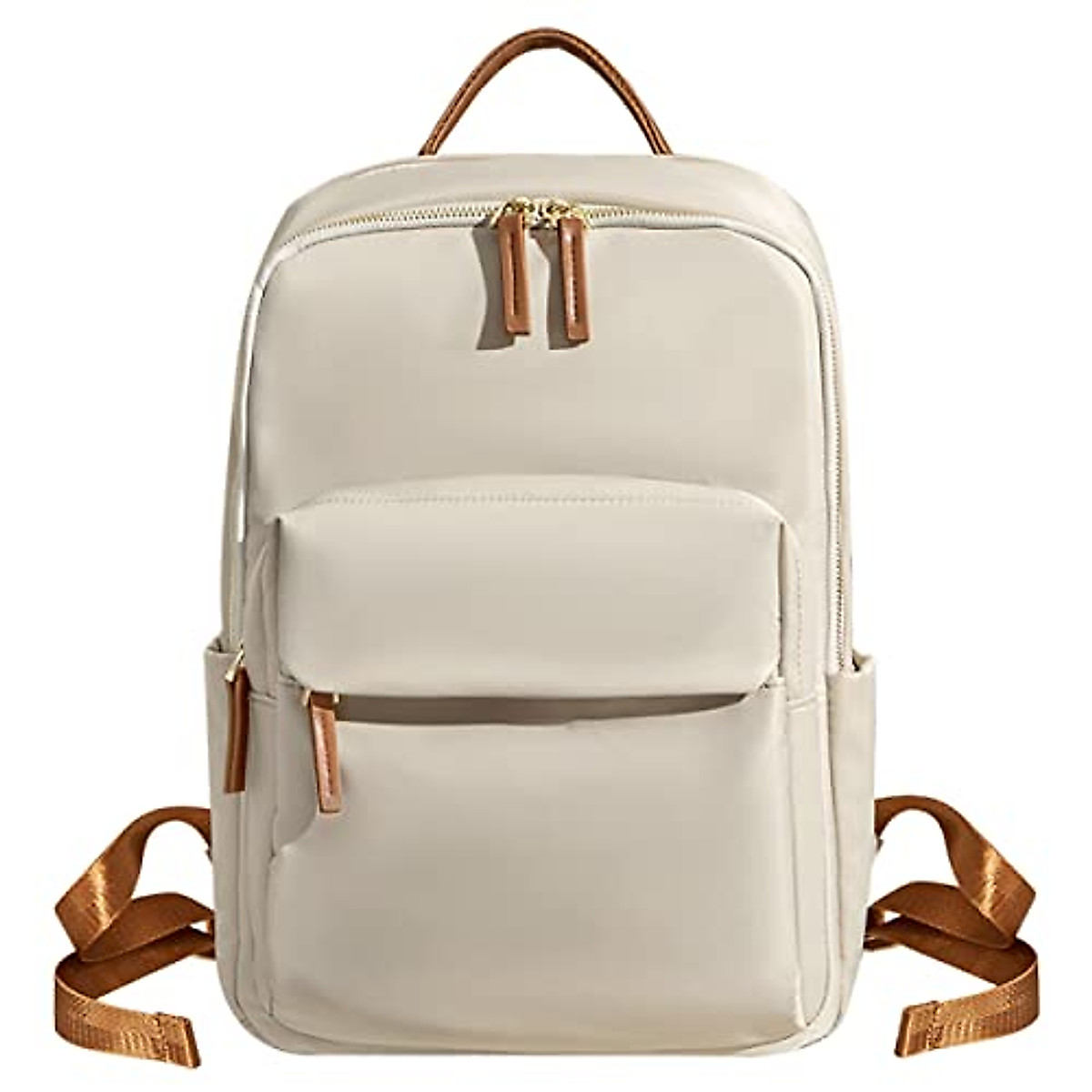 Mn&Sue Nylon Backpack Purse for Women Lightweight Travel Bag Fashion Design Ladies Shoulder Purse Casual Daypack School Work Bag (#A Beige)