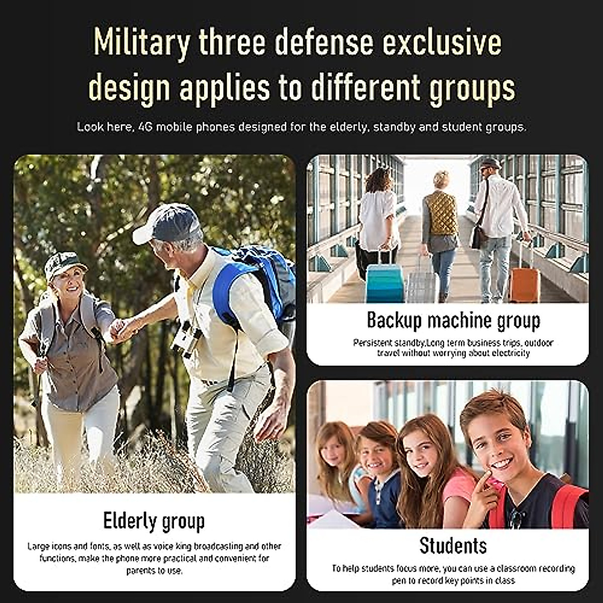 GSM Unlocked Mobile Phone, 2G Mobile Phone, Big Button Cell Phone, 3 SIM 3 Standby, with SOS Function, 2.8 Inch Screen Cellphone for Seniors, with Loud Sound, 3200mAh Battery (US