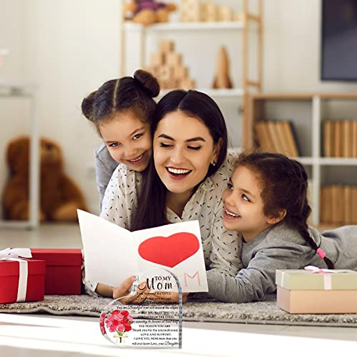 Mom Gift Birthday Gifts for Mom from Daughters Sons Meaningful Gifts for Mother Acrylic Heart Sign for Mom Mother's Day Gift