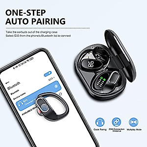 WeurGhy Wireless Earbuds, Bluetooth 5.1 Headphones with HD Microphone, Deep Bass in Ear Sports Earphones with LED Display, 80 Hours of Playtime, IPX7 Waterproof Earbuds for Workout Running