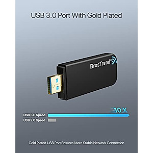 BrosTrend Linux USB WiFi Adapter 1200Mbps Supports Ubuntu, Mint, Kali, Debian, Kubuntu, Mate, Zorin, PureOS, Raspberry Pi 2+, Windows 11, USB3.0 Wireless Dual Band Wi-Fi 5GHz/867Mbps + 2.4GHz/300Mbps