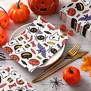 100 Pcs Halloween Napkins Paper Halloween Guest Napkins Christmas Napkins Paper Christmas Guest Napkins Halloween Christmas Napkins Disposable Cocktail Napkins Paper for Party Bathroom