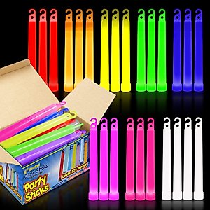 PartySticks Glow Sticks Party Supplies for Kids and Adults (25pk Assorted) - 6 Inch Bulk Glow Light Up Sticks Party Favors, Glow in the Dark Party Decorations, Waterproof Nontoxic Glow Necklaces