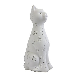 Simple Designs LT3056-WHT White Porcelain Animal Shaped Table Lamp, Kitty Cat