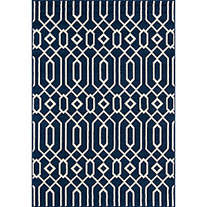 Momeni Rugs , Baja Collection Contemporary Indoor & Outdoor Area Rug, Easy to Clean, UV protected & Fade Resistant, 1'8" x 3'7", Navy Blue
