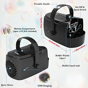 Bubble Machine Durable Automatic Bubble Blower, 18000+ Big Bubbles Per Minute Bubbles for Kids Toddlers Bubble Maker Operated by Plugin or Batteries Bubble Toys for Indoor Outdoor Birthday Party