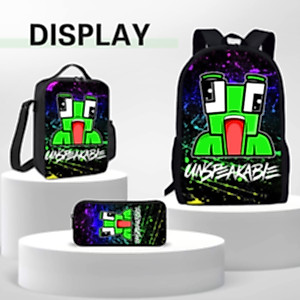 UZIAH 3Pcs Anime Backpack Set Cartoon Backpack Set 17 Inch with Lunch Bag Pencil Case Book Bag Backpack