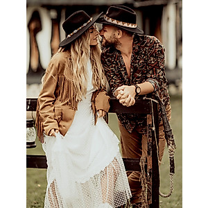 Zeyune 10 Pcs Cowboy Hat Bands Ethnic Western Hat Belts Rural Cowgirl Turquoise Hatbands Beaded Cowboy Hat (Novelty Style)