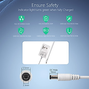 Sortfle 8.4V 1A DC Adapter Power Supply Plug Charger Switching Power Supply Adapter with LED Indication Plug 5.5x2.1 Extra Long 10 Foot Cord