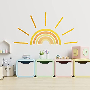 79.9X 42.1 Inch Boho Rainbow Wall Decals Removable Rainbow Wall Sticker Wall Art Vinyl Peel and Stick Rainbow Decals for Girls Kids Bedroom Nursery Playroom Decor