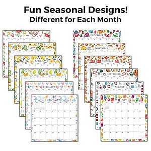 CRANBURY Large 12x12 Wall Calendar 2025 (Seasons), Square Hanging Calendar, Big Grid, Colorful Seasonal Monthly Designs