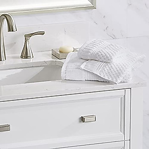 NY Loft 100% Cotton Hand Towel 6 Pack | Super Soft & Absorbent Quick-Dry Hand Towels 16" x 28" |Textured and Durable Cotton | Trinity Collection (6 Pack Hand Towel, Bright White)