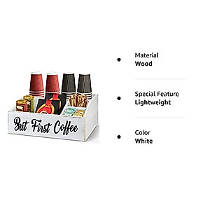 NC Wooden Coffee Station Organizer, Coffee Bar Accessories Organizer for Counter, Coffee Bar Bin Box, Coffee Pods Holder, Farmhouse Coffee Bar Decor