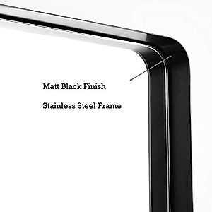 TEHOME 20x30 Black Metal Framed Bathroom Mirror for Wall in Stainless Steel Rounded Rectangular Bathroom Vanity Mirrors Wall Mounted