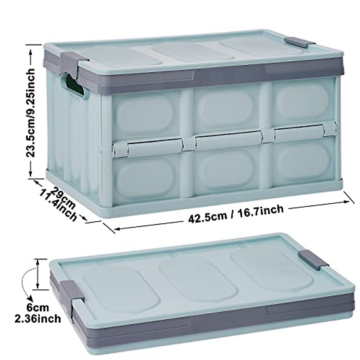 Foldable Storage Boxes with Lids [3-Pack] Collapsible Plastic Storage Bins Organizer Containers Baskets Cub with Cover,Stackable Utility Crates Storage Box (Blue, 30L)