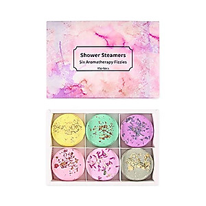 Shower Steamers Aromatherapy Pack of 6 with Essential Oil, Chamomile, Vanilla, Lavender, Sakura, Lily, Jasmine