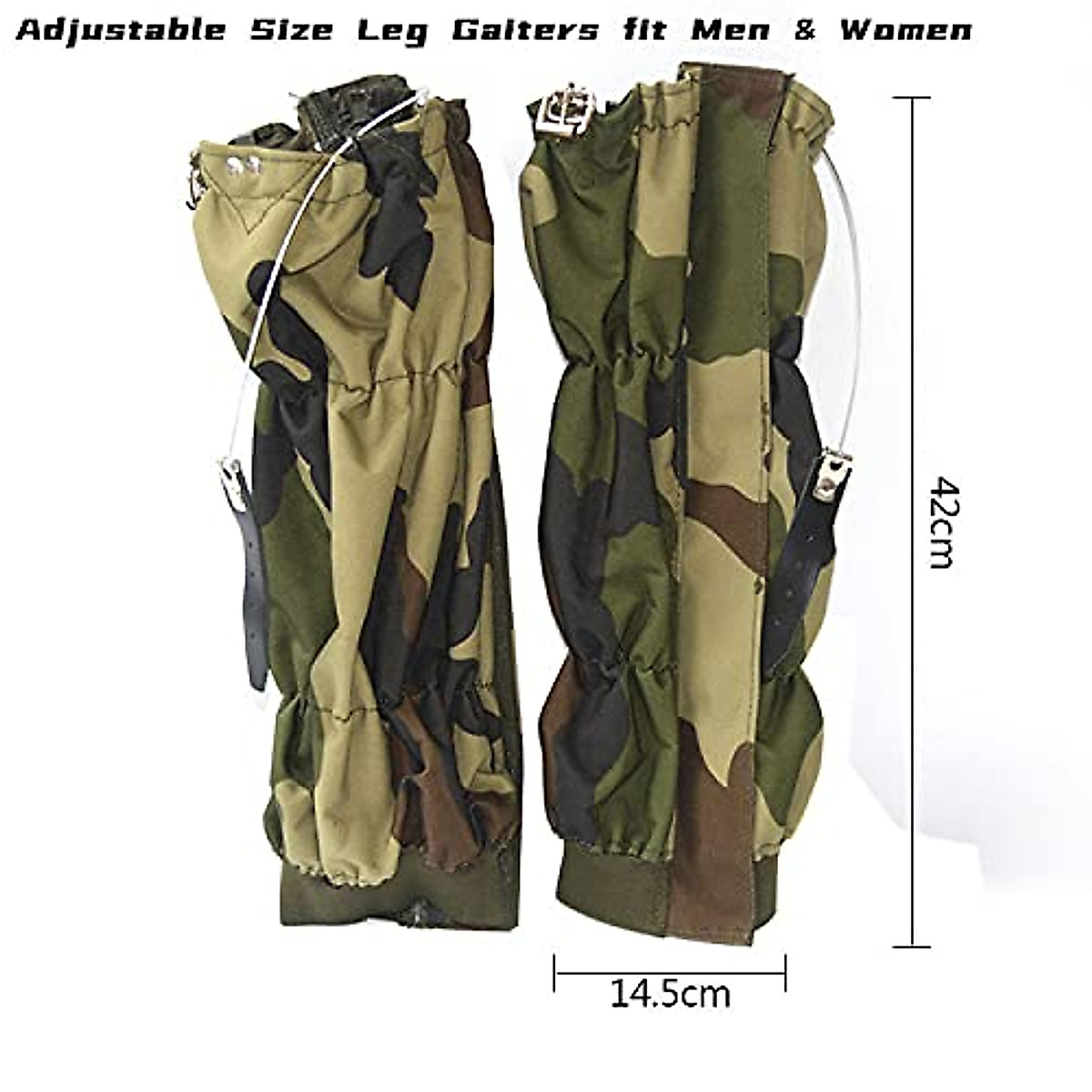 JJZS Adjustable Snake Gaiters for Men & Women, Camo Snake Proof Boot Gators, Snake Bite Protection Guards Chaps, Waterproof Leg Gators for Hiking, Hunting, Snow, Snowshoeing, Rattlesnake