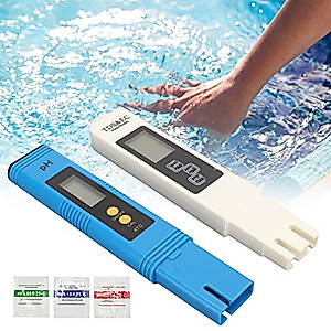 Water Tester, Temperature Compensation Backlight Function EC Testing Pen Lightweight Portable Blue White ABS Plastic for Alkaline Tap Water
