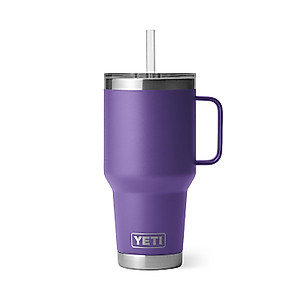 YETI Rambler 35 oz Tumbler with Handle and Straw Lid, Travel Mug Water Tumbler, Vacuum Insulated Cup with Handle, Stainless Steel, Peak Purple