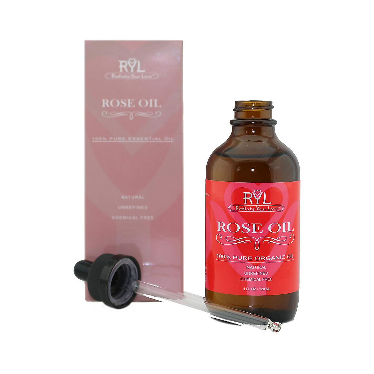 Radiate Your Love Rose Essential Oil, Large 4 Fluid Ounce, 100% Pure Therapeutic Organic Grade, Aromatherapy, Relaxation, Skin Therapy, Perfume & Diffusers