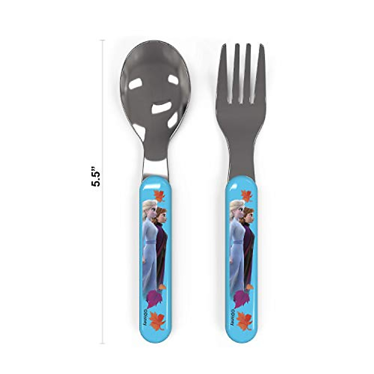 zak! Disney Frozen 2 - 5-Piece Dinnerware Set - Durable Plastic & Stainless Steel - Includes Water Bottle, 8-Inch Plate, 6-Inch Bowl, Fork & Spoon - Suitable for Kids Ages 3+