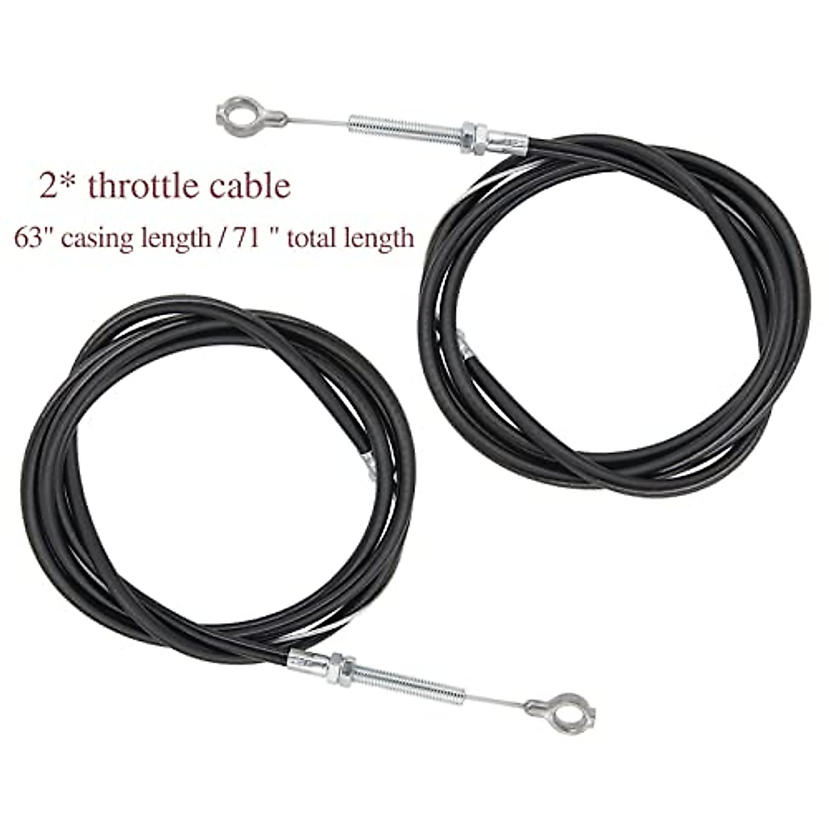 Throttle Cable 8252-1390 Universal Casing 63" Long Inner Wire 71" inch Long for Manco 8252-1390 ASW Go Kart Go Cart Gas Scoote 2Pcs