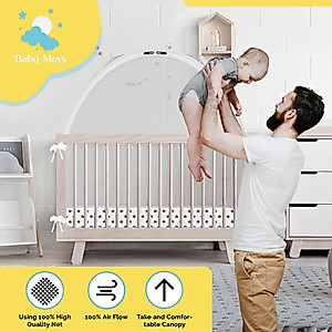 Small Size Crib Safety Canopy Net Tent Pop Up Mesh Cover Stops Climbing Stuck Limbs See Through Netting for Baby & Toddler Bed with Ties Zippers Bags by Baby Movs 49''x26''x52'' Stars