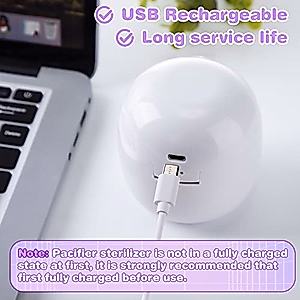 Portable Pacifier Sterilizer, Mini UV Light Sterilizer, 99.99% Sterilization in 3 Mins, USB Rechargeable, Mini UV-C Sanitizer Box for Baby Pacifier, Bottle Nipples, Teethers, Headphones, Keys (White)