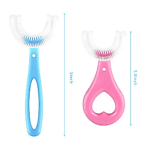 Kidszz Kids U-Shaped Toothbrush, (2-6 Years) Toddler Manual Training Toothbrush Food-Grade Soft Silicone Brush Head 360 ° Oral Teeth Cleaning Design (3pcs)