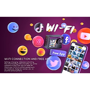 COOAU Sports Action Camera Dual Screen Ultra HD 4K 60FPS 20MP WiFi EIS Touchscreen External Microphone Remote Control Underwater 131 Feet Waterproof Helmet Vlogging Camera with 2x1350mAh Batteries.