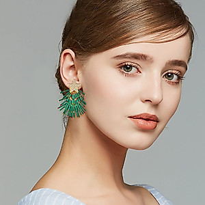 ENSKEFEN Christmas Earrings for Women Christmas Tree Stud Earrings Star Light Tube Tree Christmas Earrings Christmas Jewelry Gifts