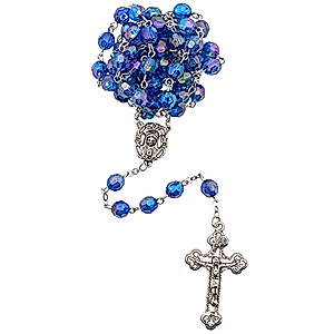 Birthstone Rosary | Multi-Faceted Iridescent Beads with Silver-Tone Center Medal and Crucifix | Great Catholic Gift for First Holy Communion and Confirmation (December)