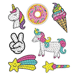 PICNICFUN Diamond Painting Kits Stickers for Kids,20 PCS 5D DIY Cute Animals and Unicorns Handmade Digital Paint Rhinestone Mosaic Sticker Making for Children Art Craft,Kids Gift