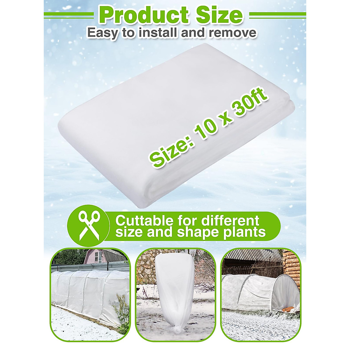 Alphatool Plant Covers Freeze Protection- 10 ft x 30 ft Breathable Non-Woven Fabric Frost Proof Floating Row Cover Durable 1.0oz/yd² Thick Plant Blankets for Winter Outdoor Garden