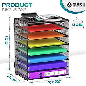 GoldOrcle 8 Tier Paper Letter Tray Organizer with Handles, Mesh Desk File Holder Storage Organization for Office School Desktop