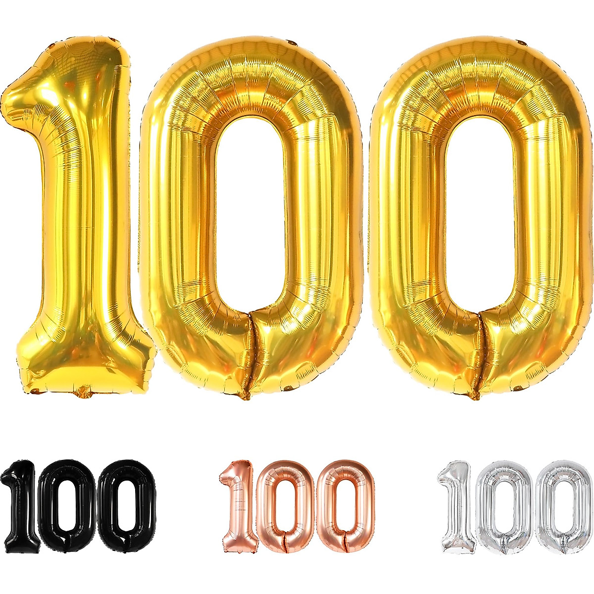 KatchOn, Gold 100 Balloon Number - 40 Inch | Gold 100 Balloons, 100th Birthday Decorations | 100K Balloons for Social Media | 100th Birthday Balloons | Gold 100 Birthday Party Supplies