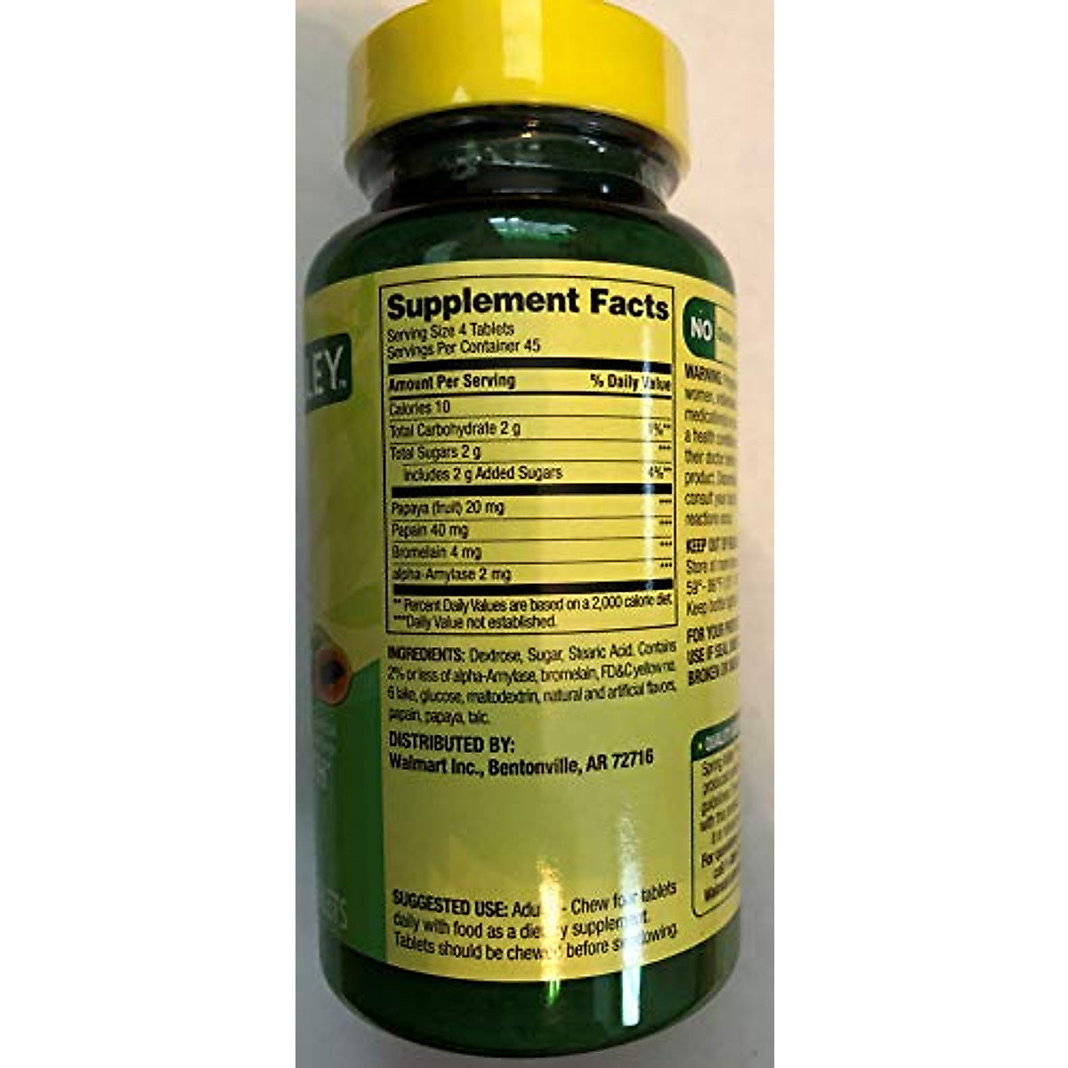 Spring Valley Papaya Enzyme, 180 Chewable Tablets (2 Pack)