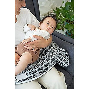 My Brest Friend Original Nursing Pillow Enhanced Ergonomics Essential Breastfeeding Pillow Support For Mom & Baby W/ Convenient Side Pocket, Double Straps & slipcover, Midnight Poppy