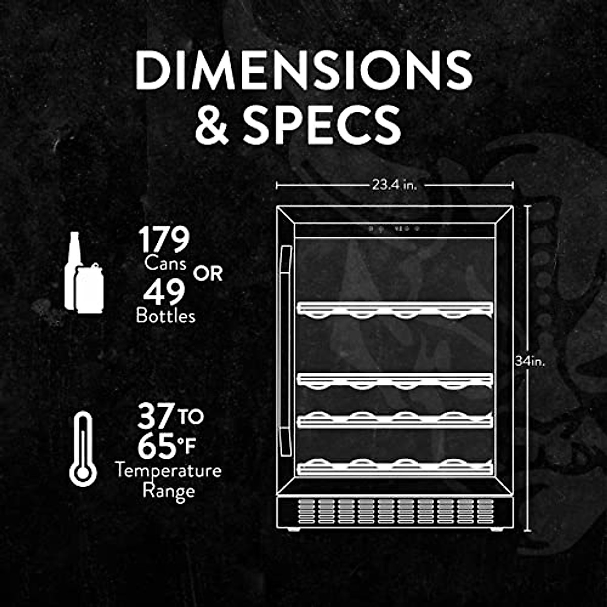 NewAir Stone Brewing 180 Can FlipShelf Beverage and Beer Refrigerator, 24” Built-In or Freestanding Wine Cooler with Reversible Shelves, Perfect for Bar, Gamer Room, or Office