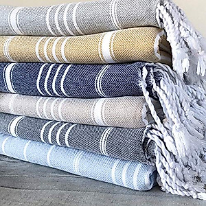 mioeco Organic Cotton Turkish Hand Towel - 20" x 38" Large Classic Luxury Set of 2 - Decorative Hand Towels for Bathroom, Kitchen & Home - Super Absorbent & Quick Drying - Prewashed