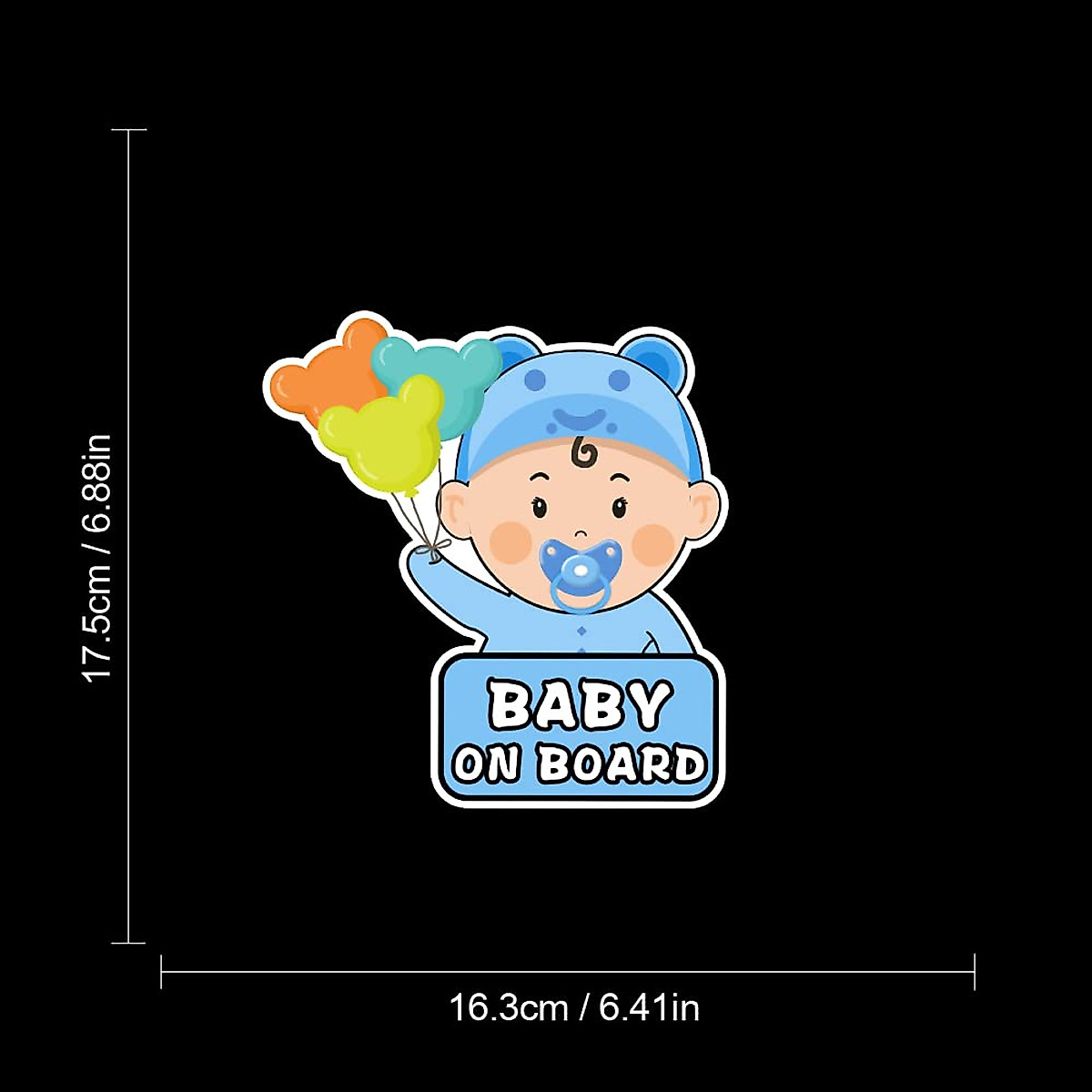 Iprokiu Cartoon Baby on Board Car Sticker Cute Baby and Balloon Kids on Board Car Window Bumper Decal Waterproof Vinyl Baby in Car Decal Safety Sign Vehicle Truck SUV Car Styling (Cute Boy)