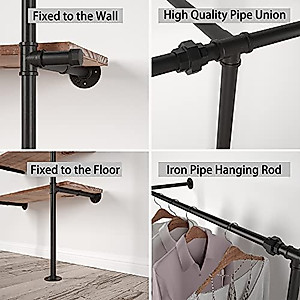 ONOTETUT Industrial Pipe Clothing Rack - Heavy Duty Wall Mounted Garment Organizer for Bedroom & Wardrobe Storage - Sturdy Hanging Rods, Multi-Purpose Design