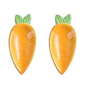 UPKOCH Veggie Platter 2pcs Ceramic Carrot Shape Dishes Dipping Bowls Appetizer Plates Sauce Platter Dinnerware Kids Cutlery