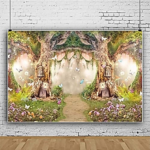 Leowefowa 10x6.5ft Enchanted Forest Backdrop Fairy Tale Forest Enchanted Garden Photography Background for Girl 1st Birthday Baby Shower Party Photoshoots Newborn Kids Children Cake Smash Studio Props